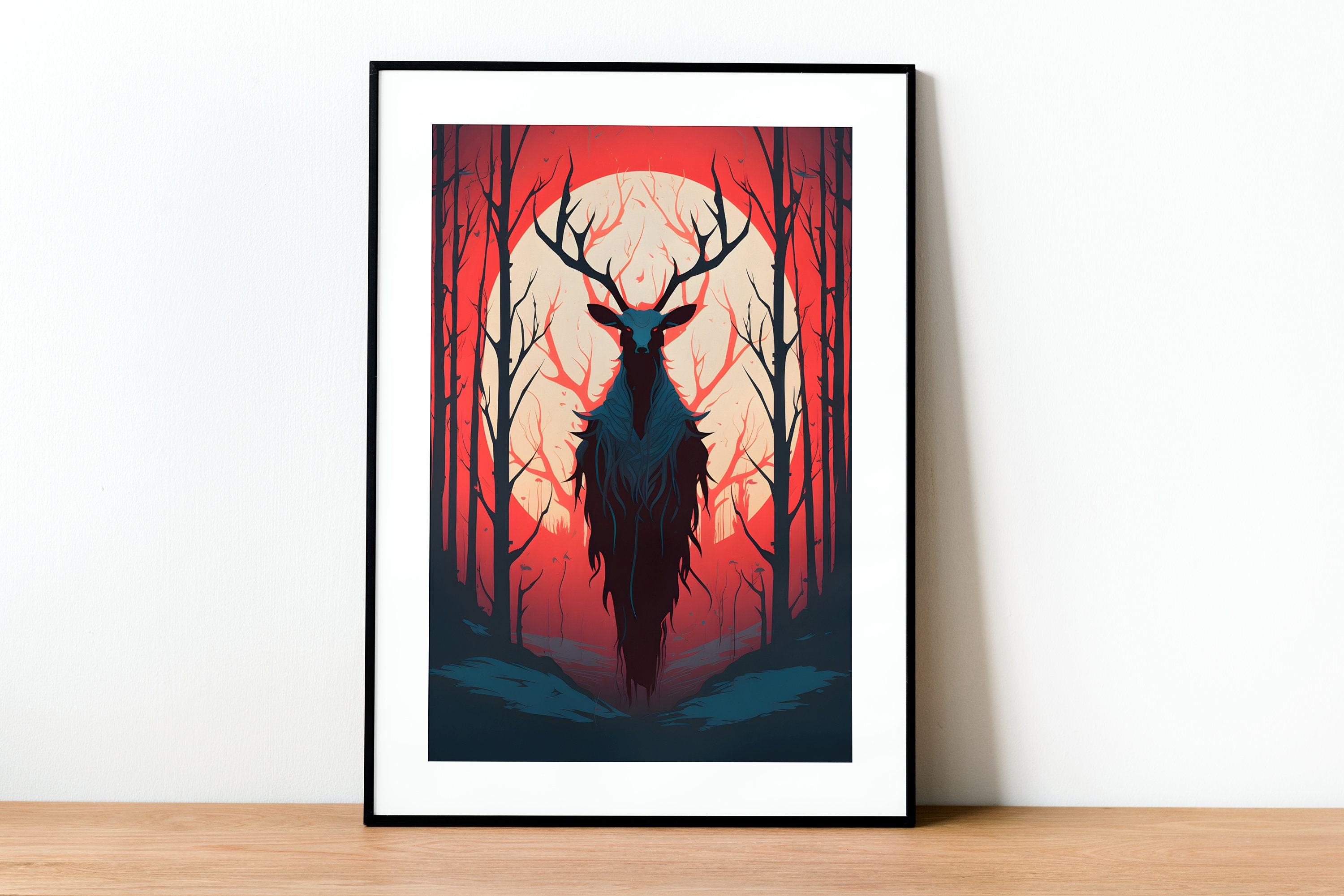 Wendigo Blood Moon, Printable Halloween Wall Art, Downloadable Print ...