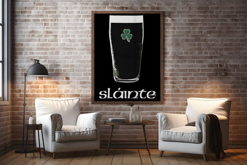 Slainte Wall Art, Printable Irish Wall Art, Retro Fun Irish Drinking ...
