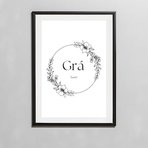 Grá Irish Prints, 3 Designs Included, Love Poster, Irish Wall Decor ...