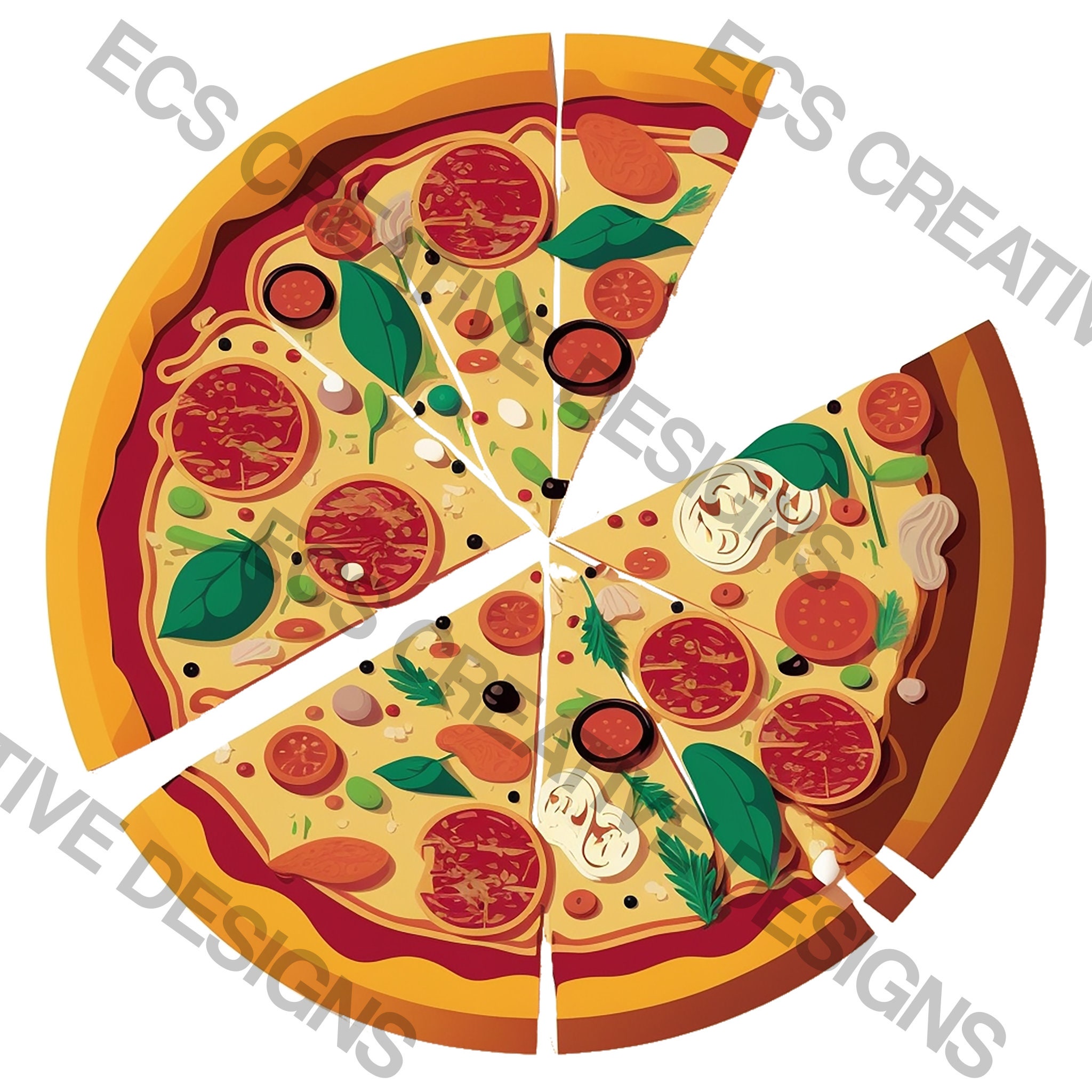 Pizza Clipart Bundle With Transparent Backgrounds, SVG, Commercial Use ...