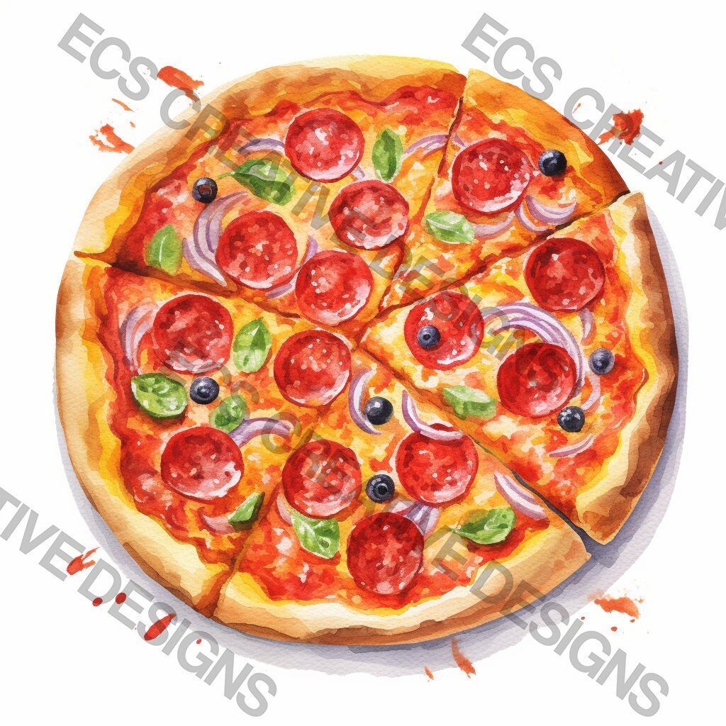 Watercolor Pizza Clipart Bundle, Commercial Use, Instant Digital ...