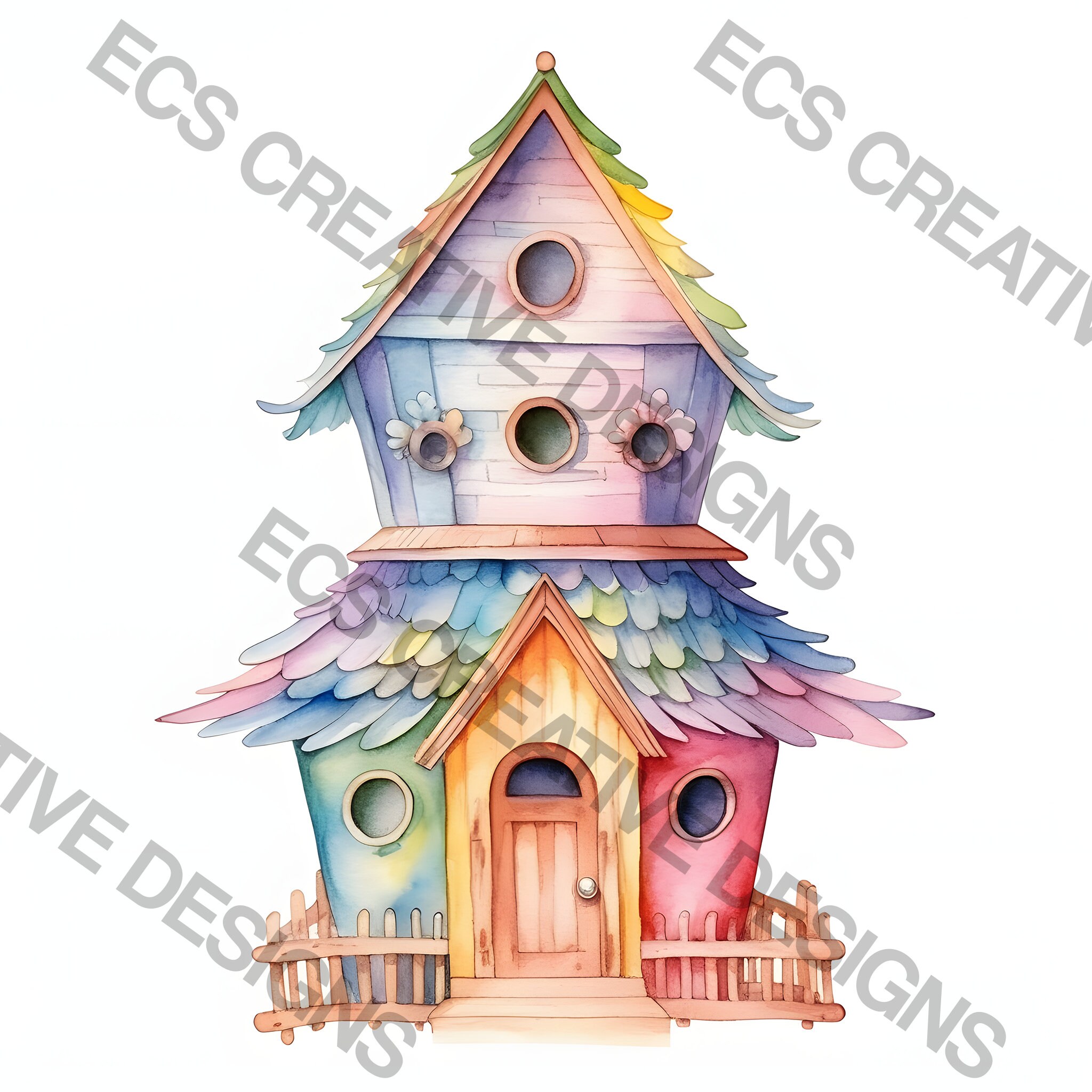 Watercolor Birdhouse Clipart Bundle, Instant Digital Download, 40 High ...