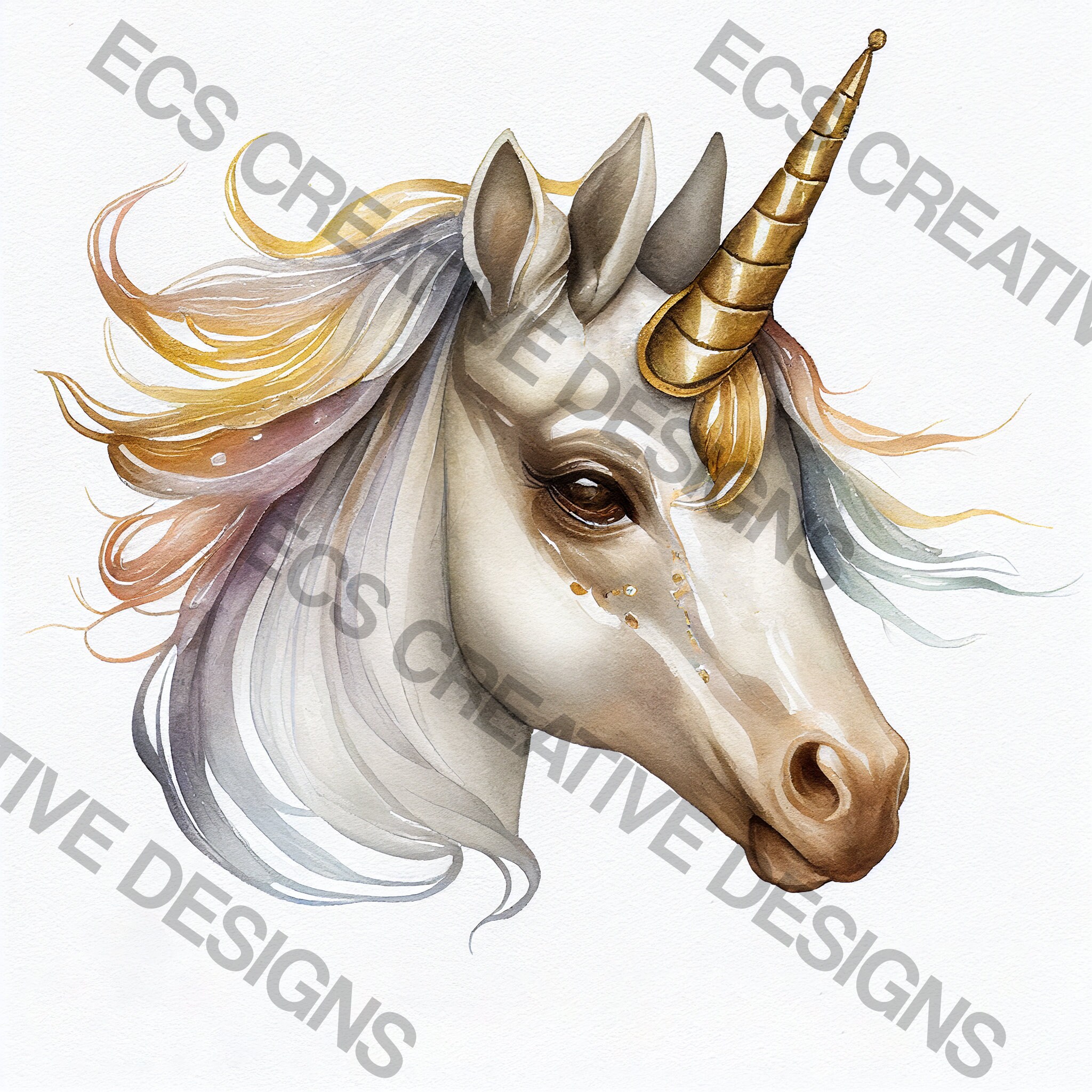 Unicorn Watercolor Clipart Bundle, Transparent Backgrounds,digital ...