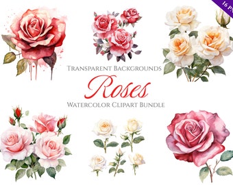 Watercolor Orange Roses Clipart Bundle 10 PNG Digital Download High ...