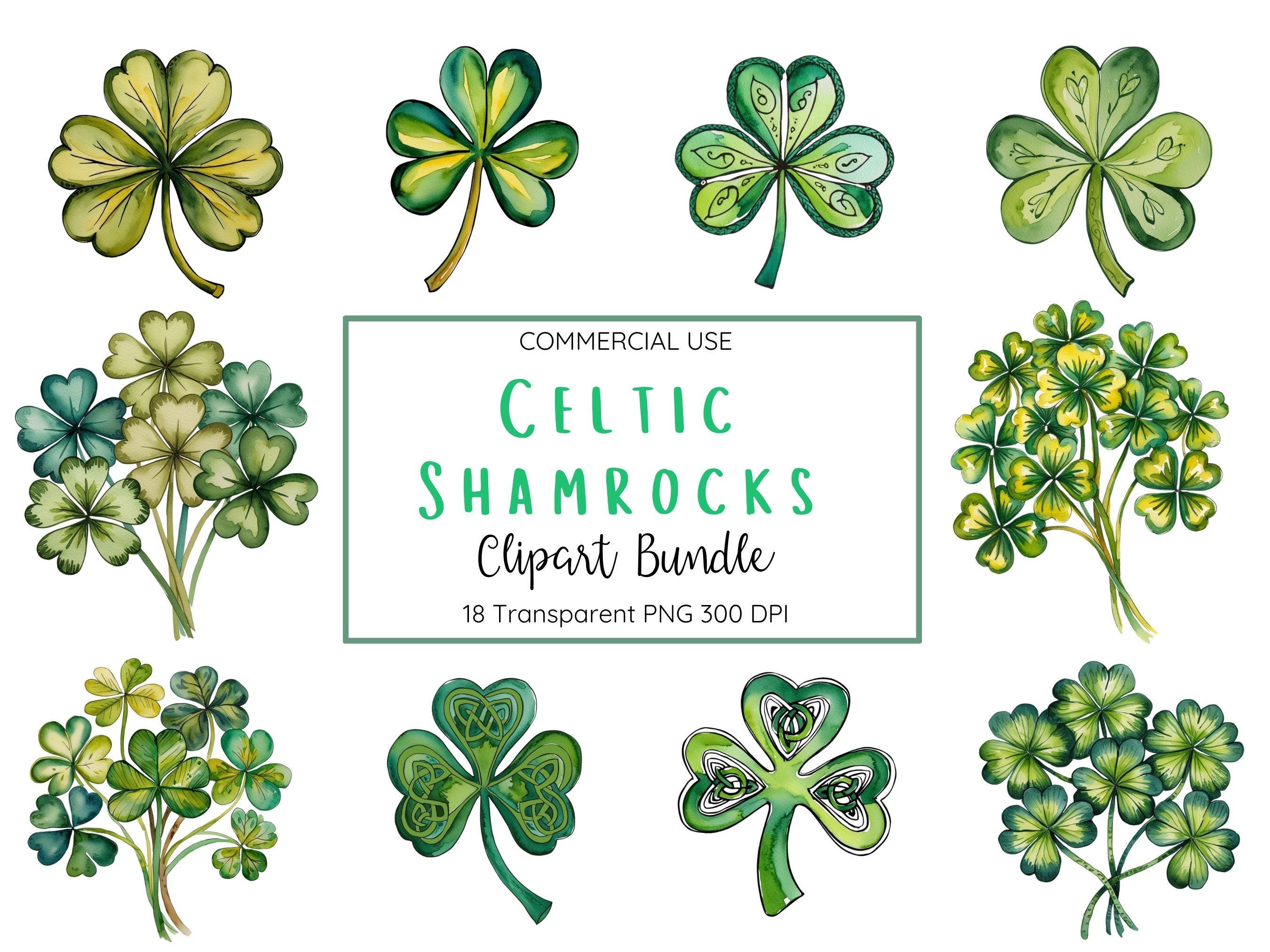18 Celtic Shamrock Watercolor PNG Clipart Bundle, Celtic Inspired ...