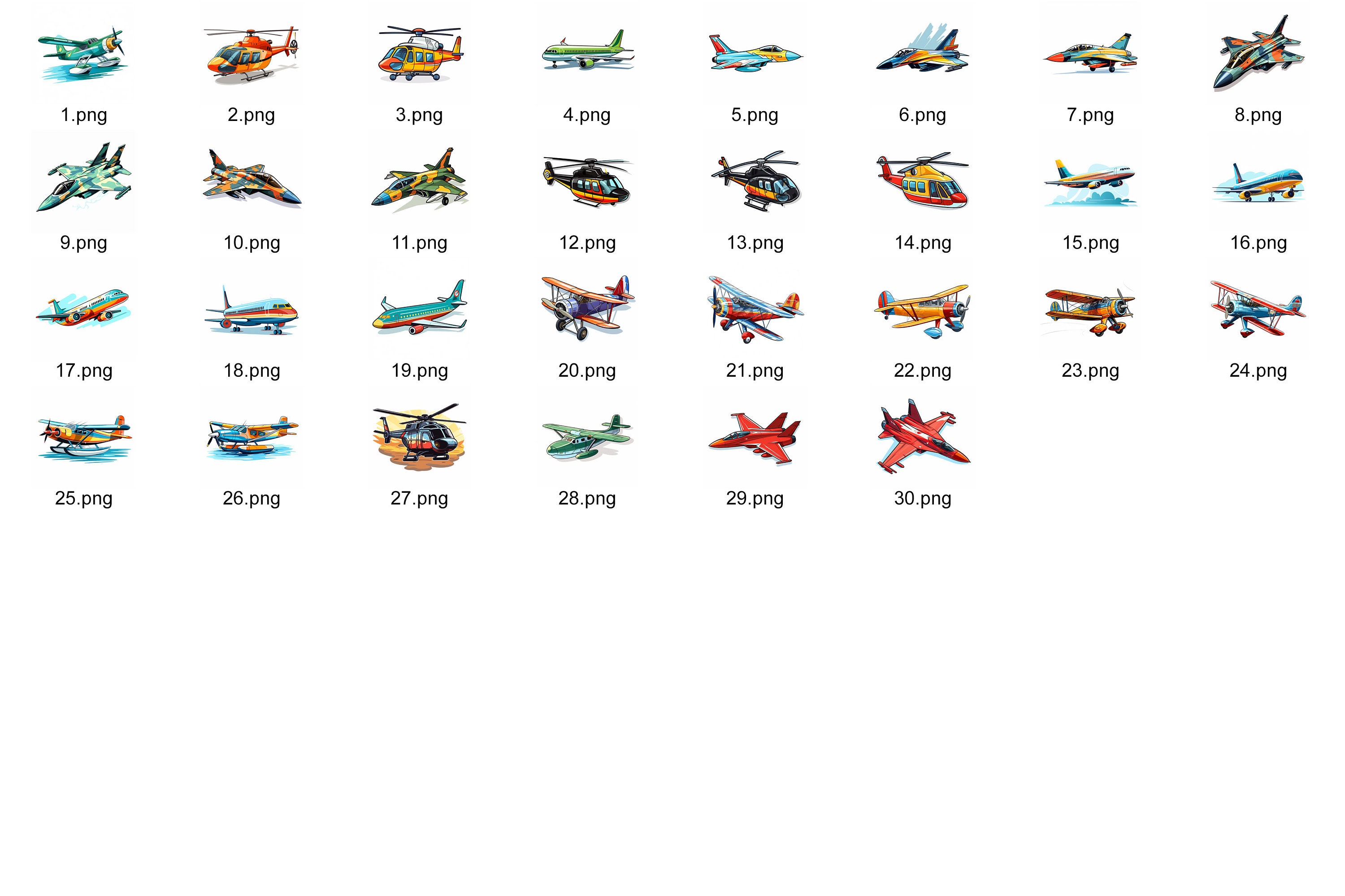Airplane and Helicopter 30 PNG Clipart Bundle, Instant Digital Download ...