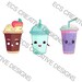 Cute Kawaii Drinks Clipart Set, Digital Download, Printable SVG & PNG ...