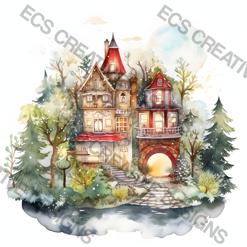 35 Watercolor Winter Wonderland Clipart Bundle, PNG Files for Digital ...