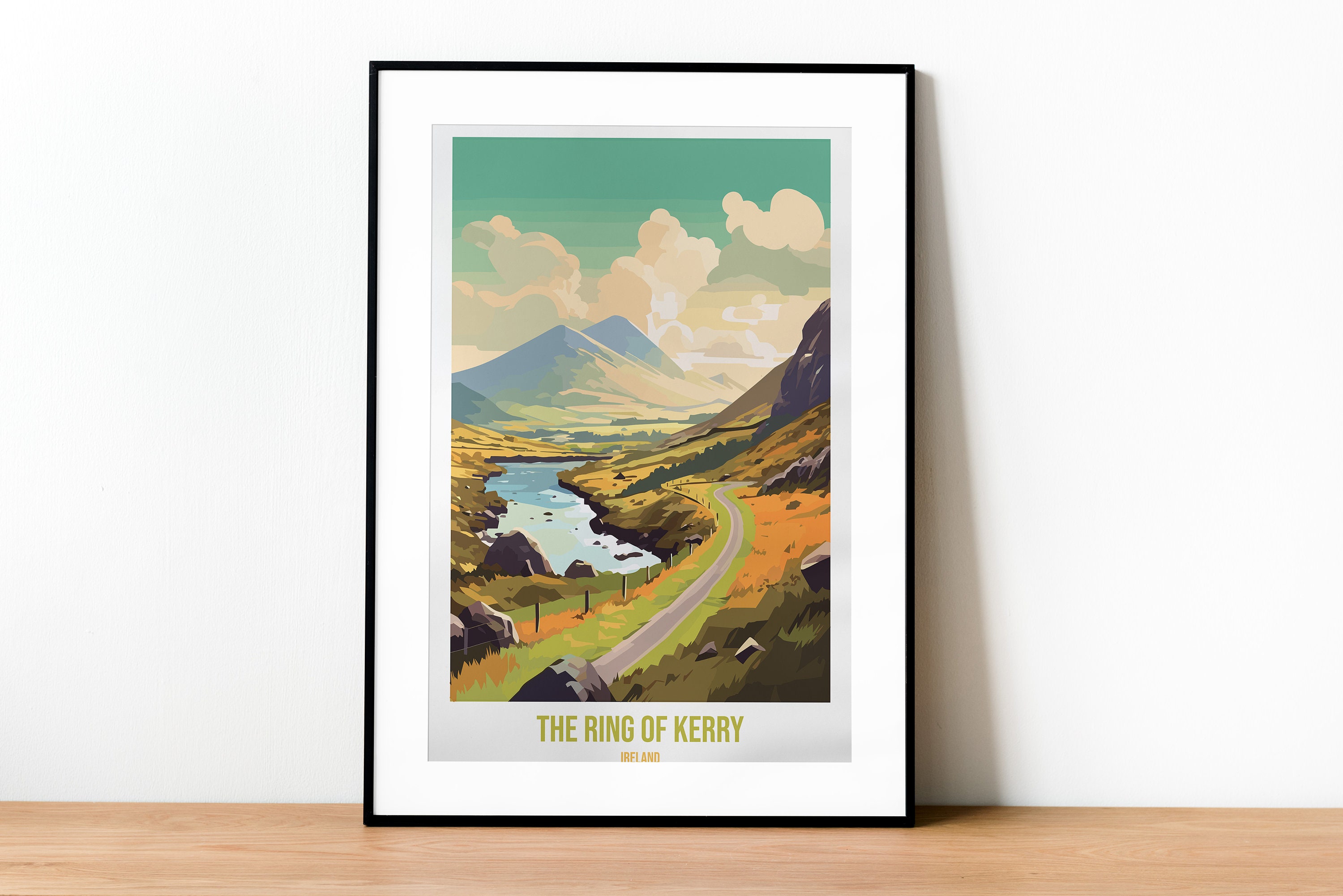 The Ring of Kerry Retro Travel Poster, Ireland, Summer Landscape ...