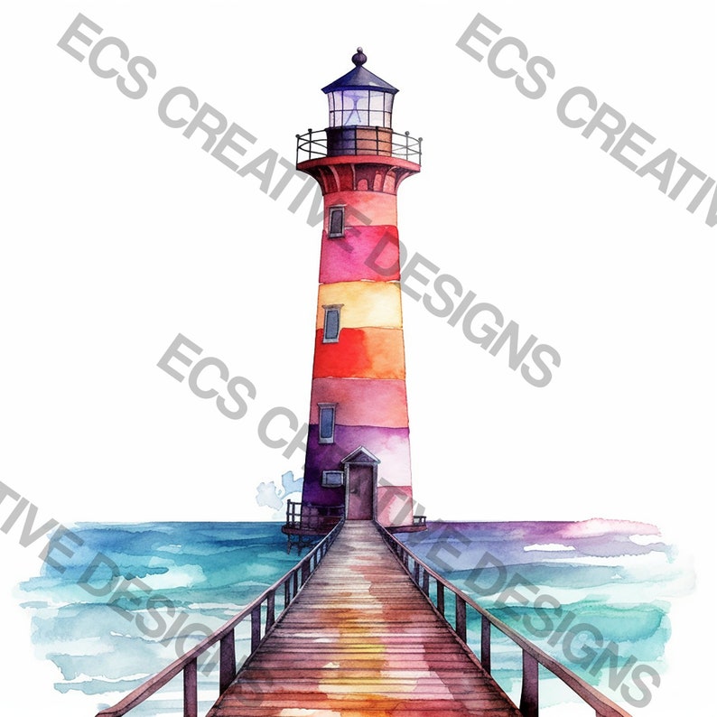 Lighthouse Watercolor Clipart Bundle, for Commercial Use,png, 300 DPI ...