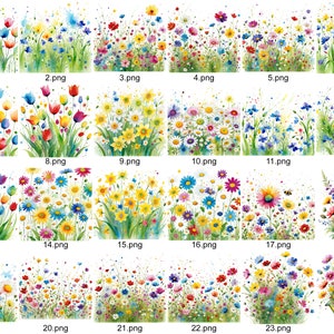 Watercolor Wildflower Clipart Bundle, Instant Digital Download, 24 High ...