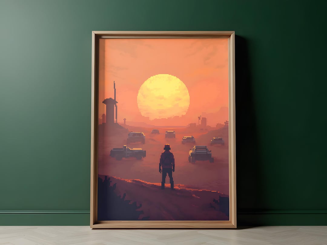Mad Max-inspired Pixel Wall Art Desert Sunset | Post-apocalyptic ...