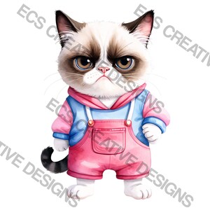 26 Grumpy Cats Dressed up PNG Clipart Bundle, Fun Designs of Cute ...