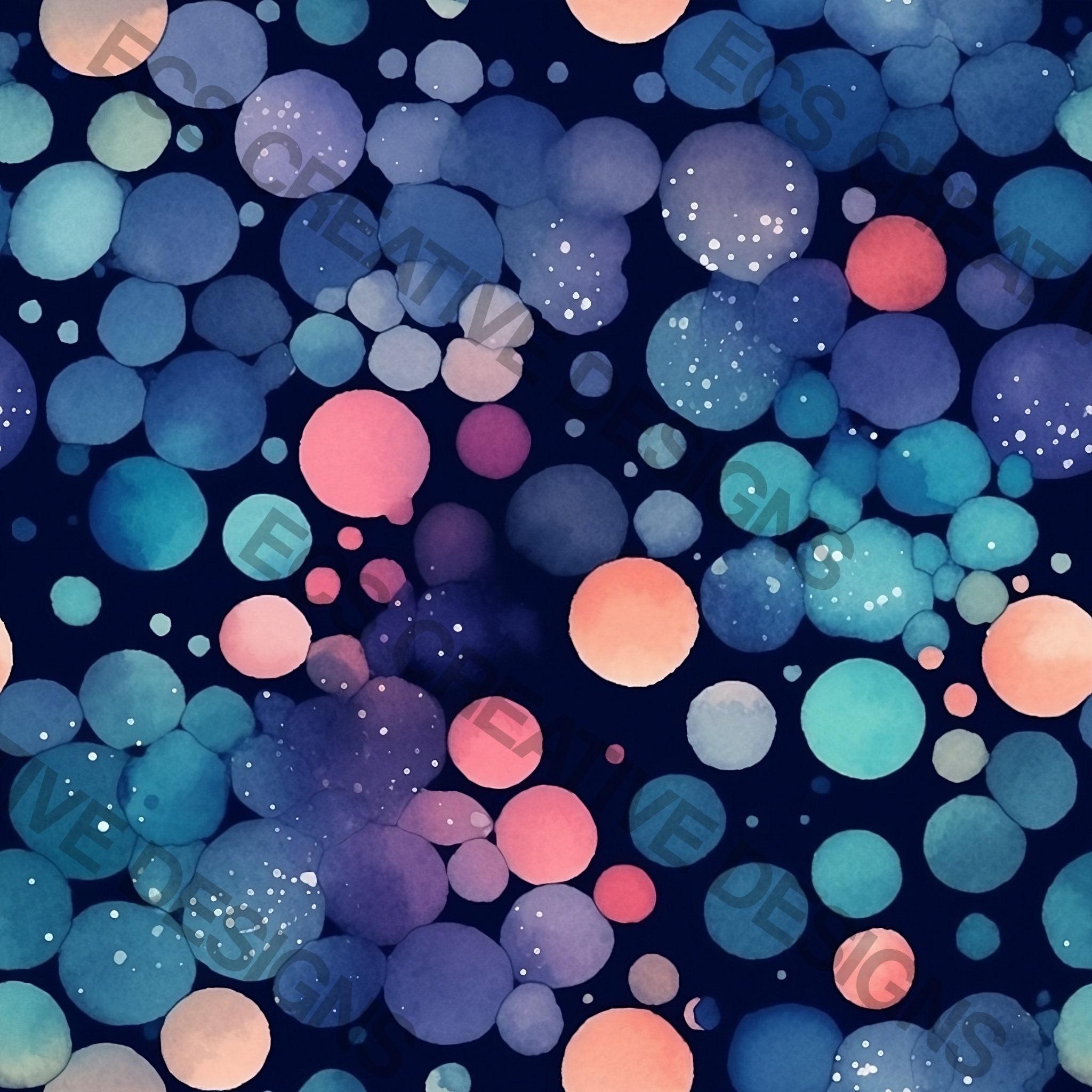 Watercolor Bubbles Digital Paper, Seamless Pattern, Commercial Use ...