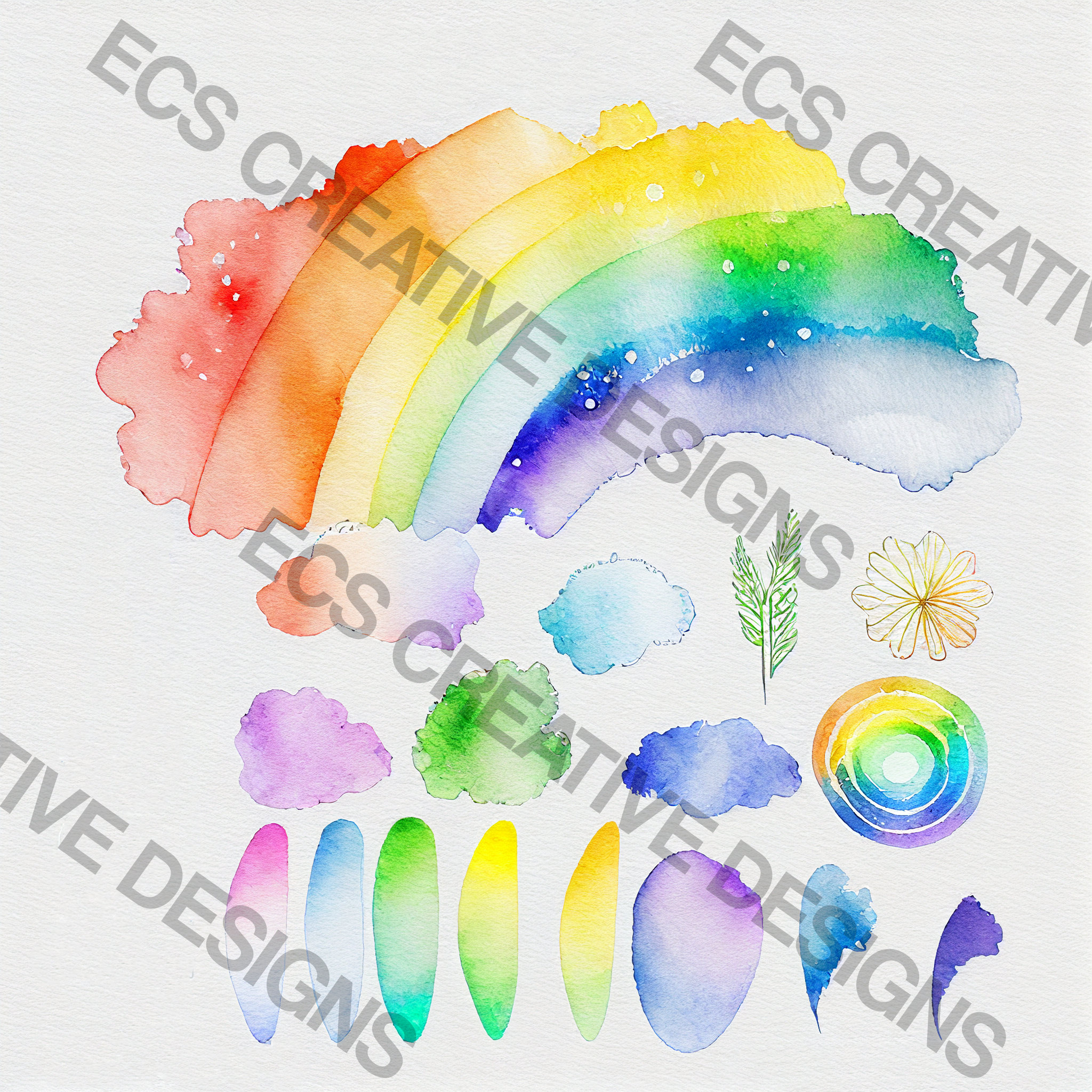 Watercolor Rainbow Clipart Bundle High Quality 300 DPI PNG - Etsy