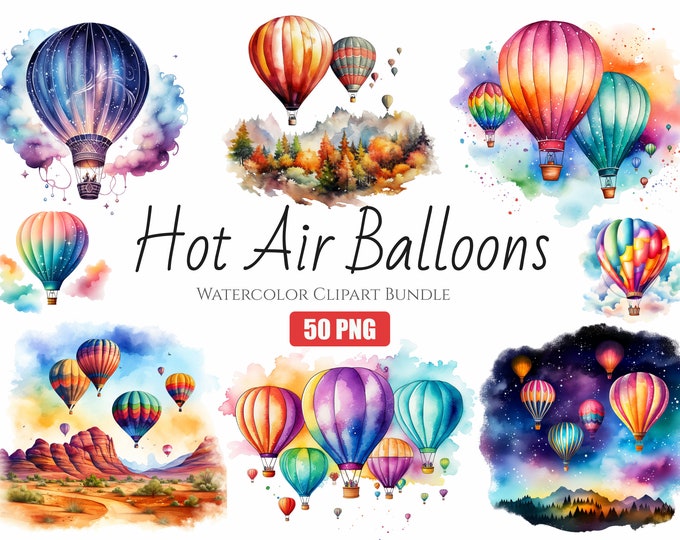 Hot Air Balloon Watercolor Clipart, FREE COMMERCIAL Use, Air Balloon ...