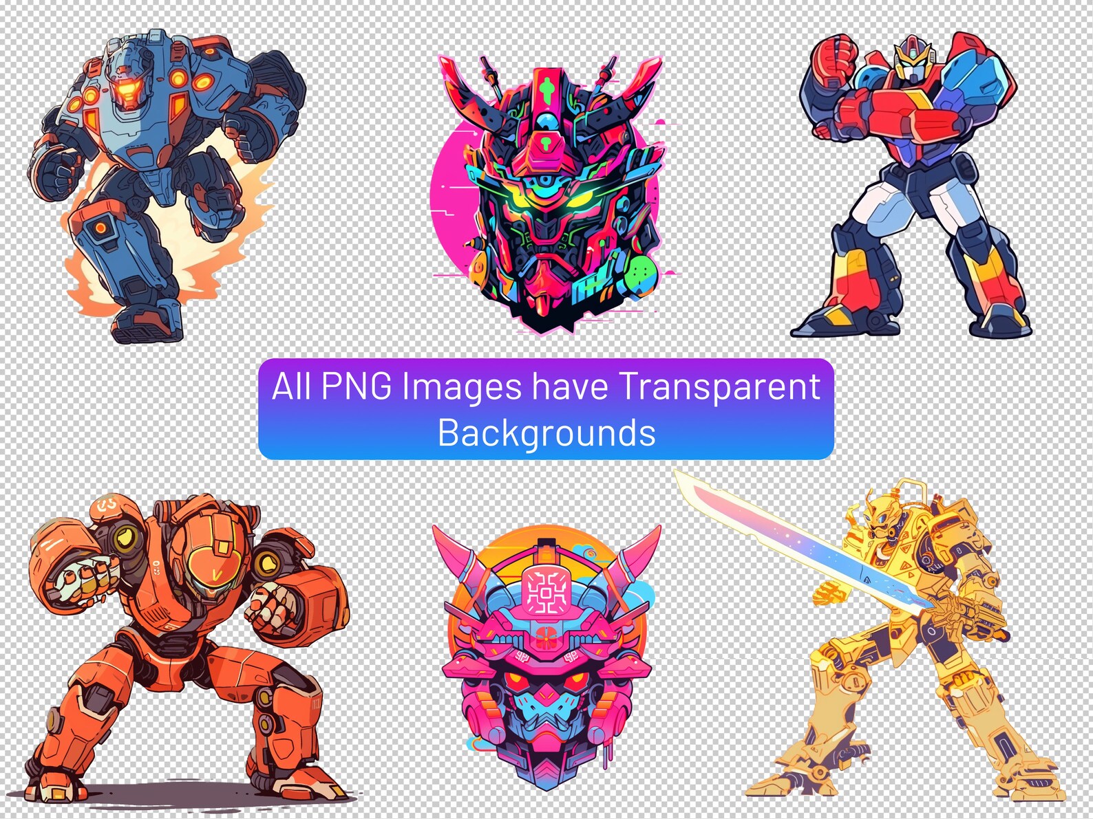 Anime Mecha Robot 35 SVG & PNG Clipart Bundle, Instant Digital Download ...