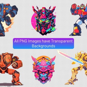 Anime Mecha Robot 35 SVG & PNG Clipart Bundle, Instant Digital Download ...