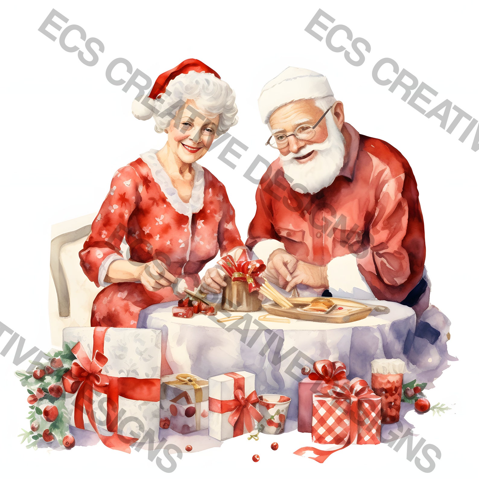 Santa & Mrs Claus Clipart Bundle, Digital Download for Commercial Use ...