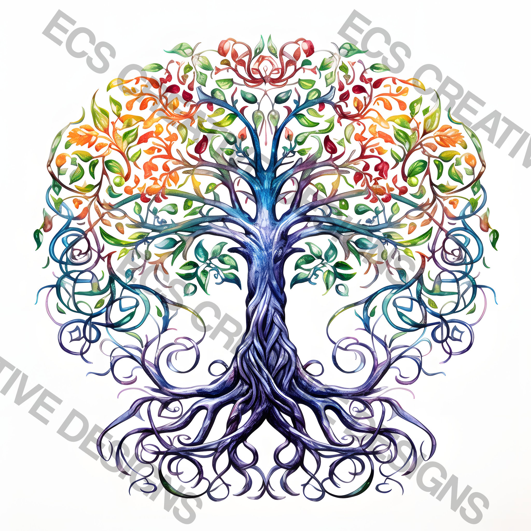 Watercolor Tree of Life Clipart Bundle Instant Digital - Etsy