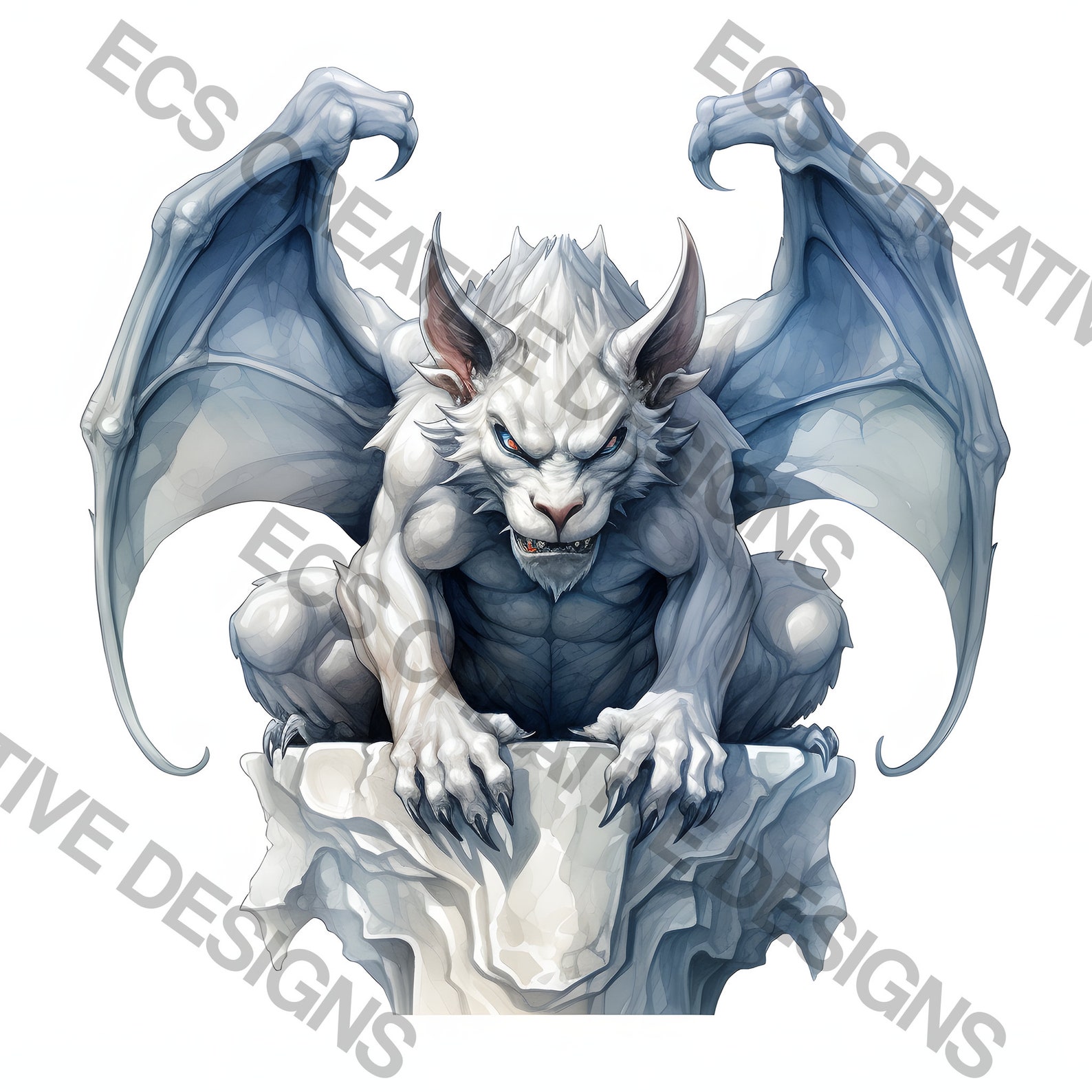Watercolor Gargoyle Clipart, 14 PNG Gothic Gargoyle Bundle, Transparent ...