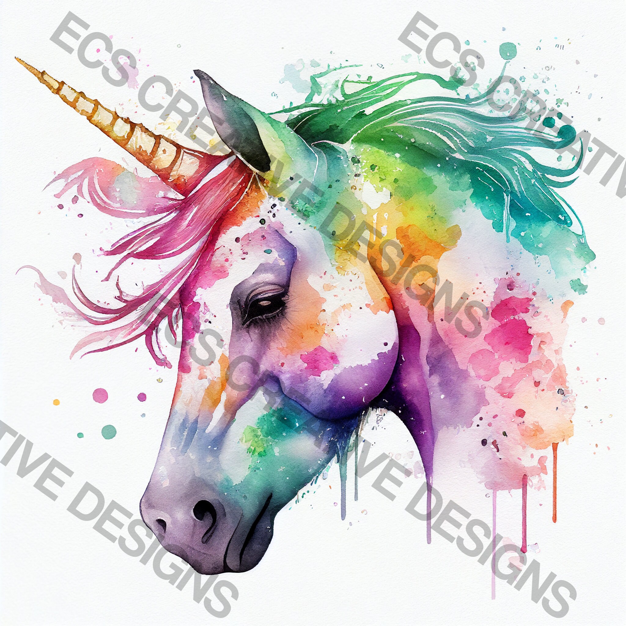 Unicorn Watercolor Clipart Bundle Transparent - Etsy