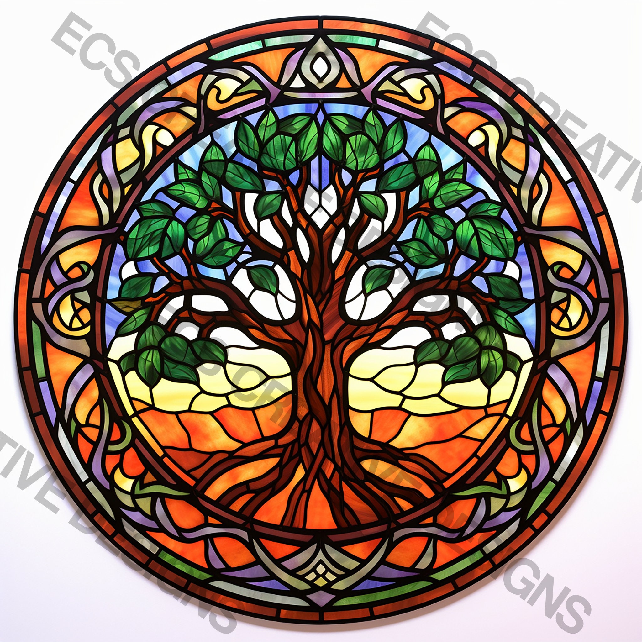 Tree of Life Stained Glass Clipart Bundle, Instant Digital Download, 20 ...