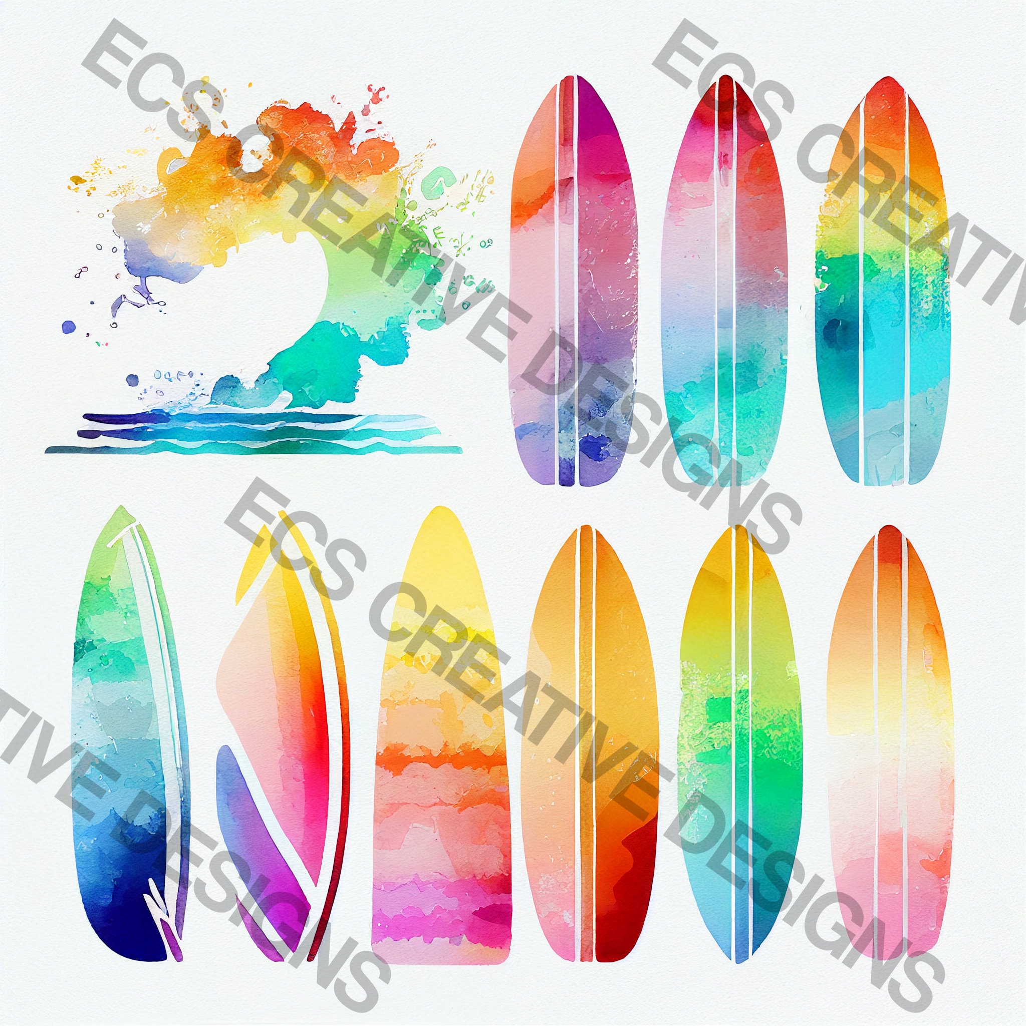 Tropical Summer Watercolor Clipart Bundle PNG Instant - Etsy