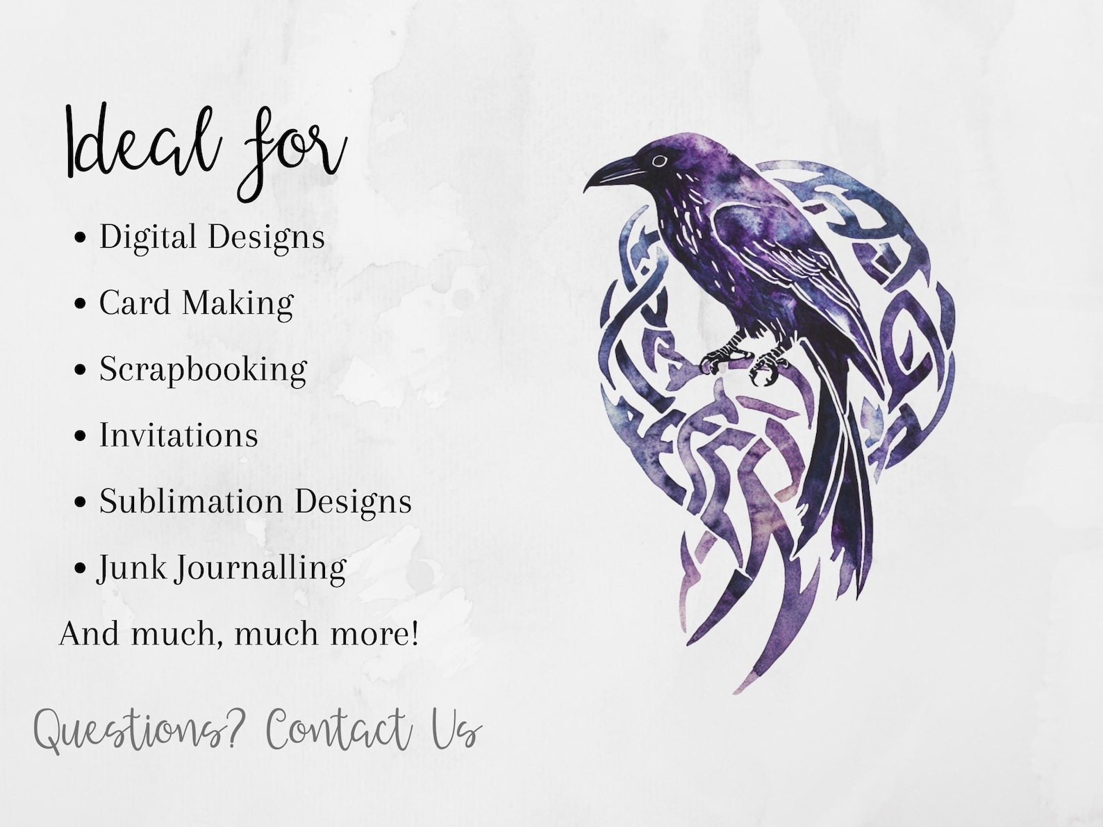 30 Celtic Raven Watercolor PNG Clipart Bundle, Celtic Inspired Raven ...