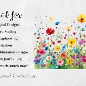 Watercolor Wildflower Clipart Bundle, Instant Digital Download, 24 High ...