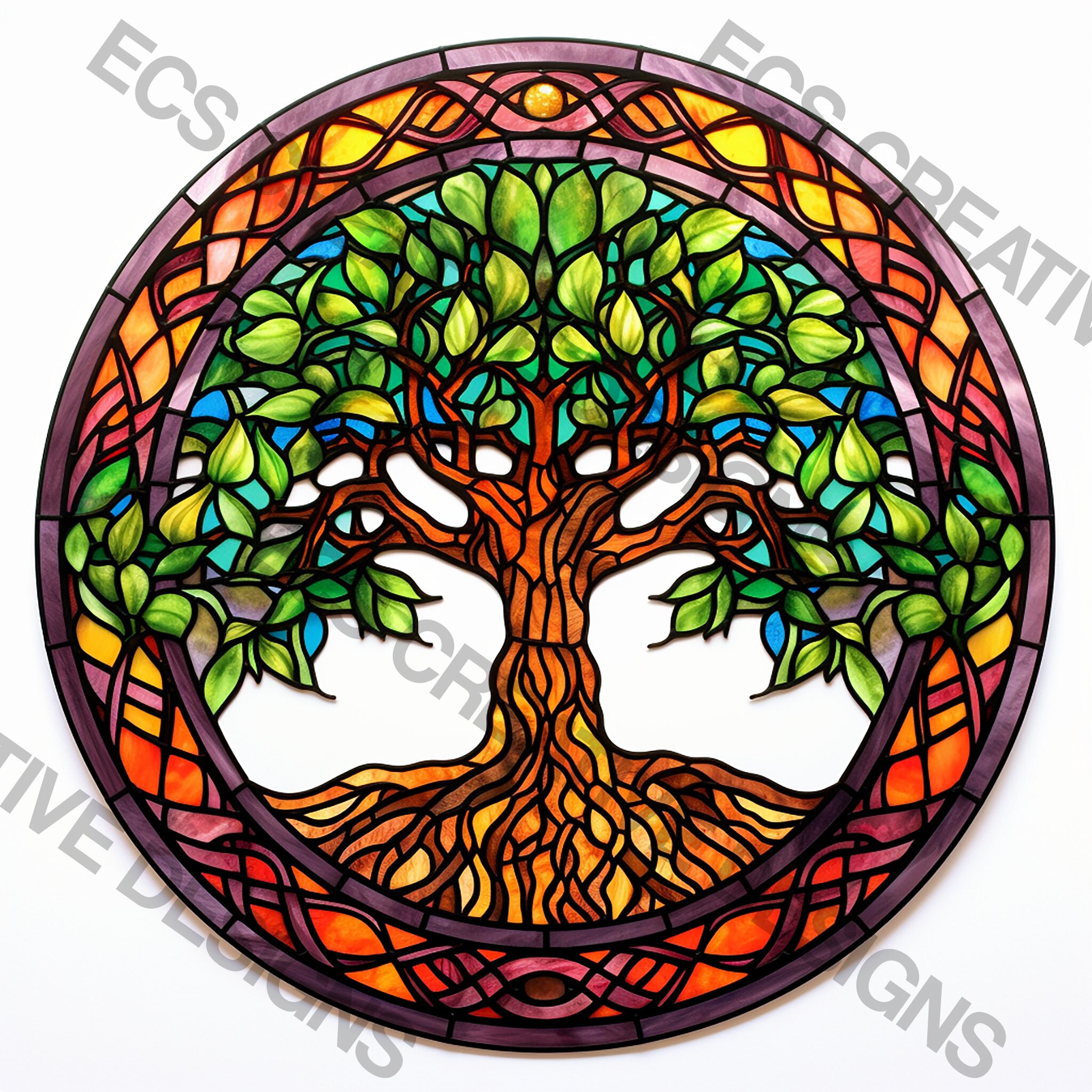 Tree of Life Stained Glass Clipart Bundle, Instant Digital Download, 20 ...