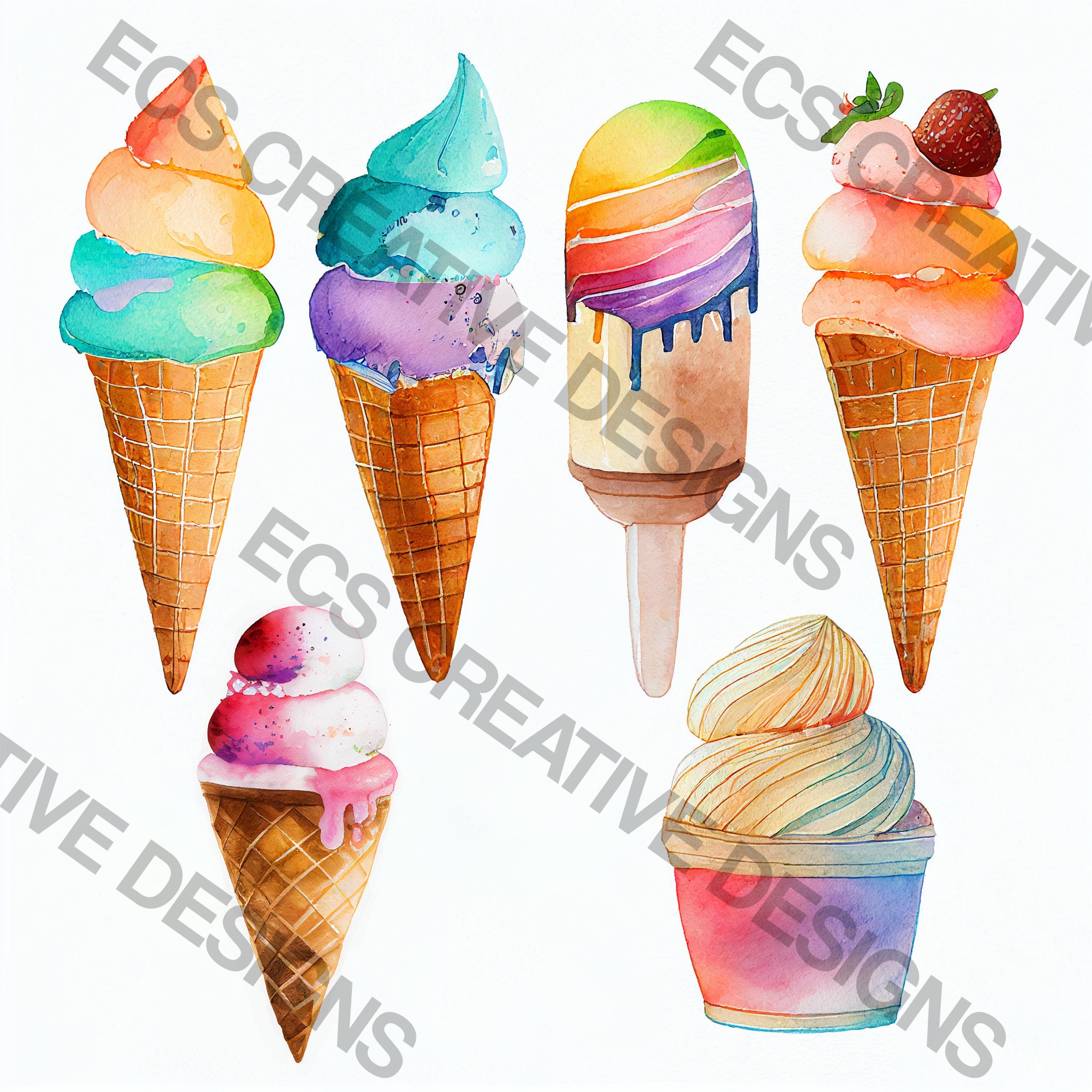 Tropical Summer Watercolor Clipart Bundle PNG Instant - Etsy