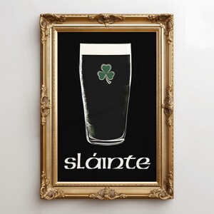 Slainte Wall Art, Printable Irish Wall Art, Retro Fun Irish Drinking ...