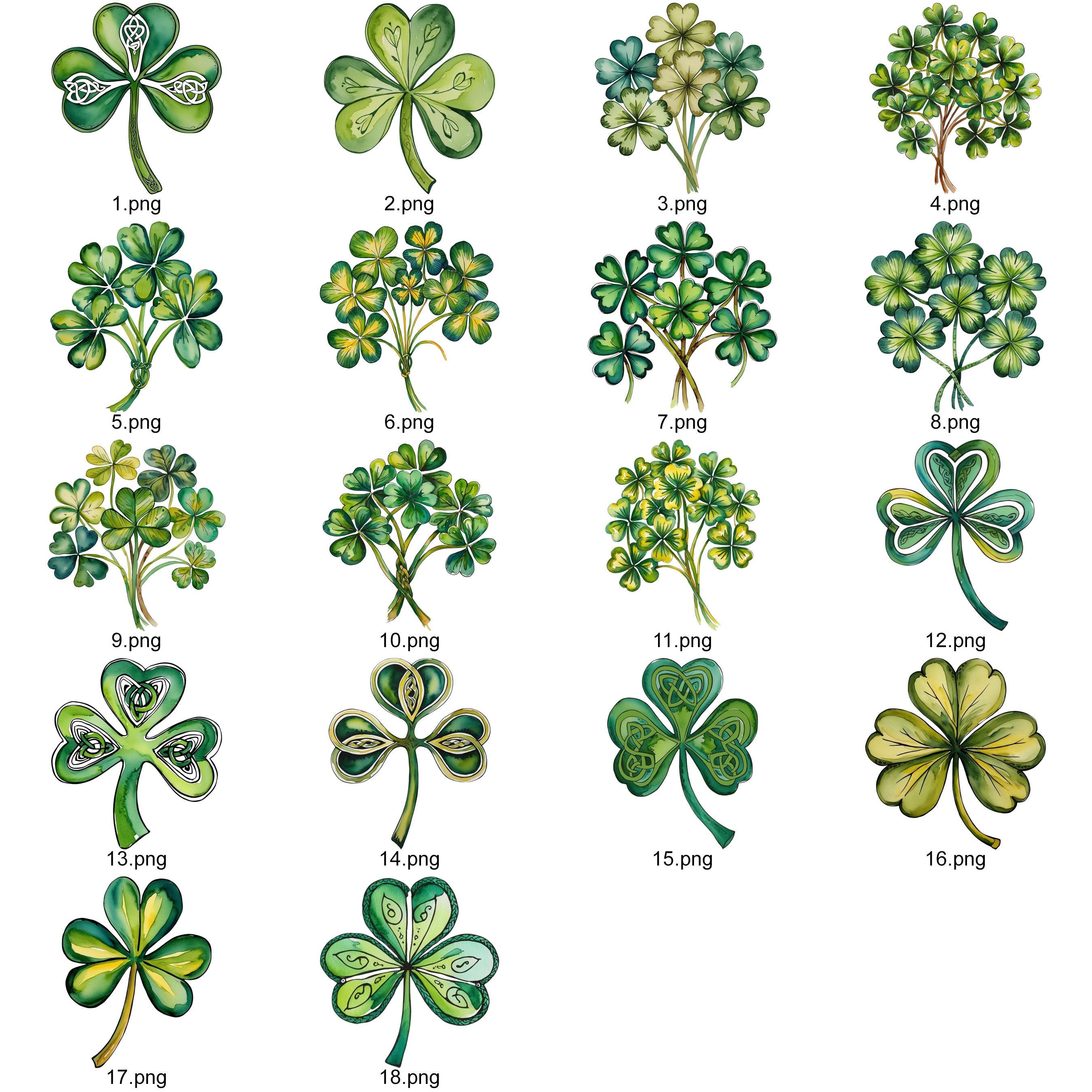 18 Celtic Shamrock Watercolor PNG Clipart Bundle, Celtic Inspired ...