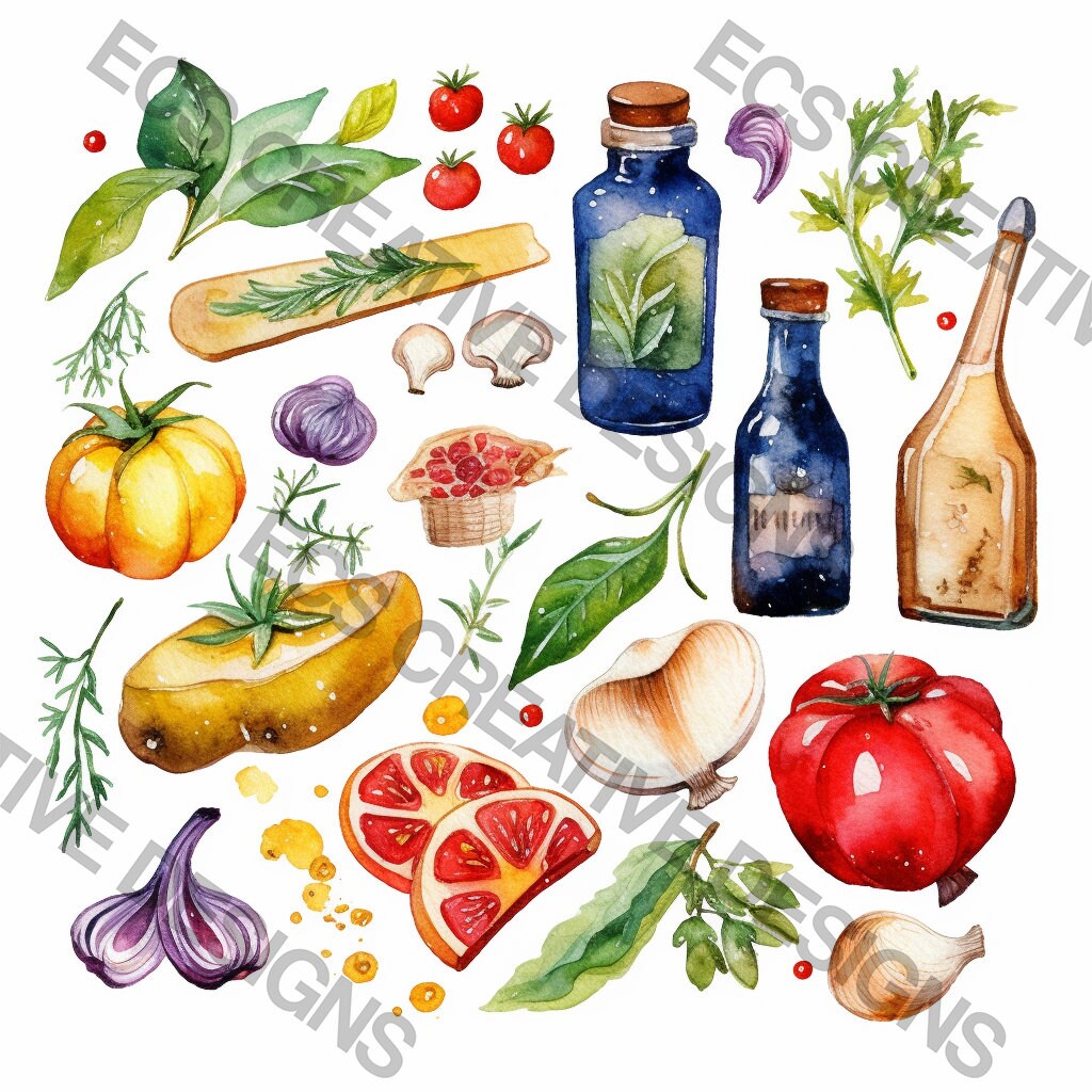 Watercolor Pizza Clipart Bundle, Commercial Use, Instant Digital ...