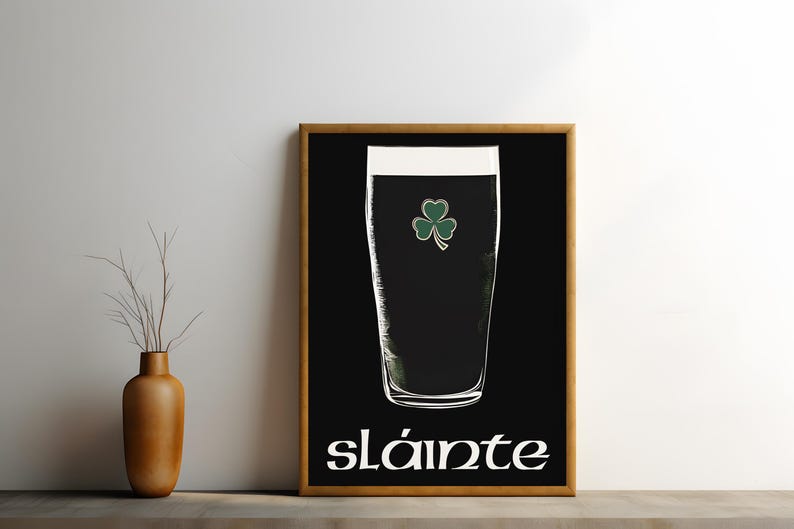 Slainte Wall Art, Printable Irish Wall Art, Retro Fun Irish Drinking ...