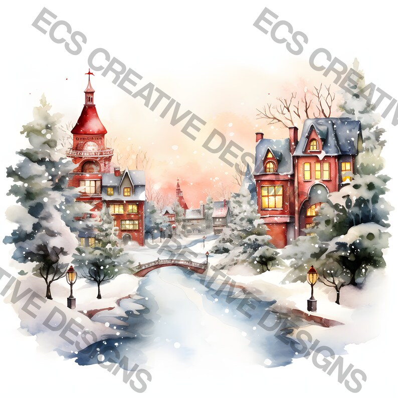35 Watercolor Winter Wonderland Clipart Bundle, PNG Files for Digital ...