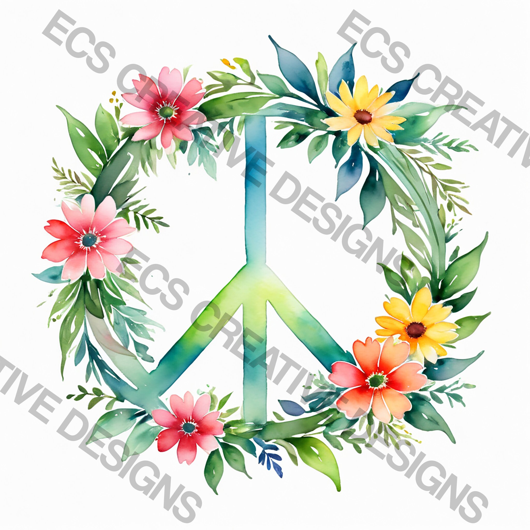 Watercolor Peace Sign 37 PNG Clipart Bundle, Instant Digital Download ...