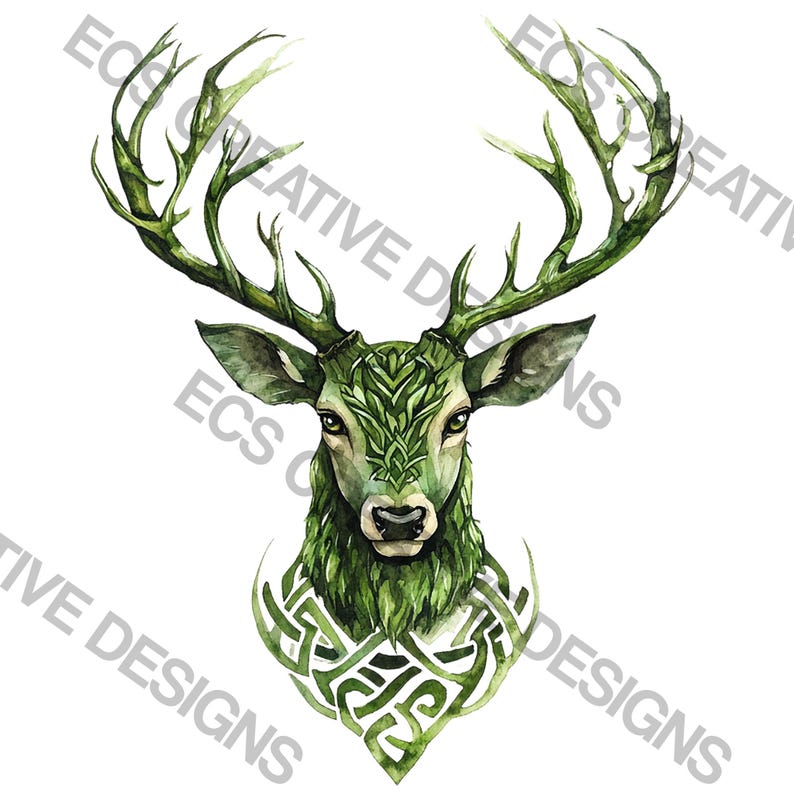 Celtic stag Watercolor Clipart Bundle (20 pngs) • Deer & Tribal Tattoo ...