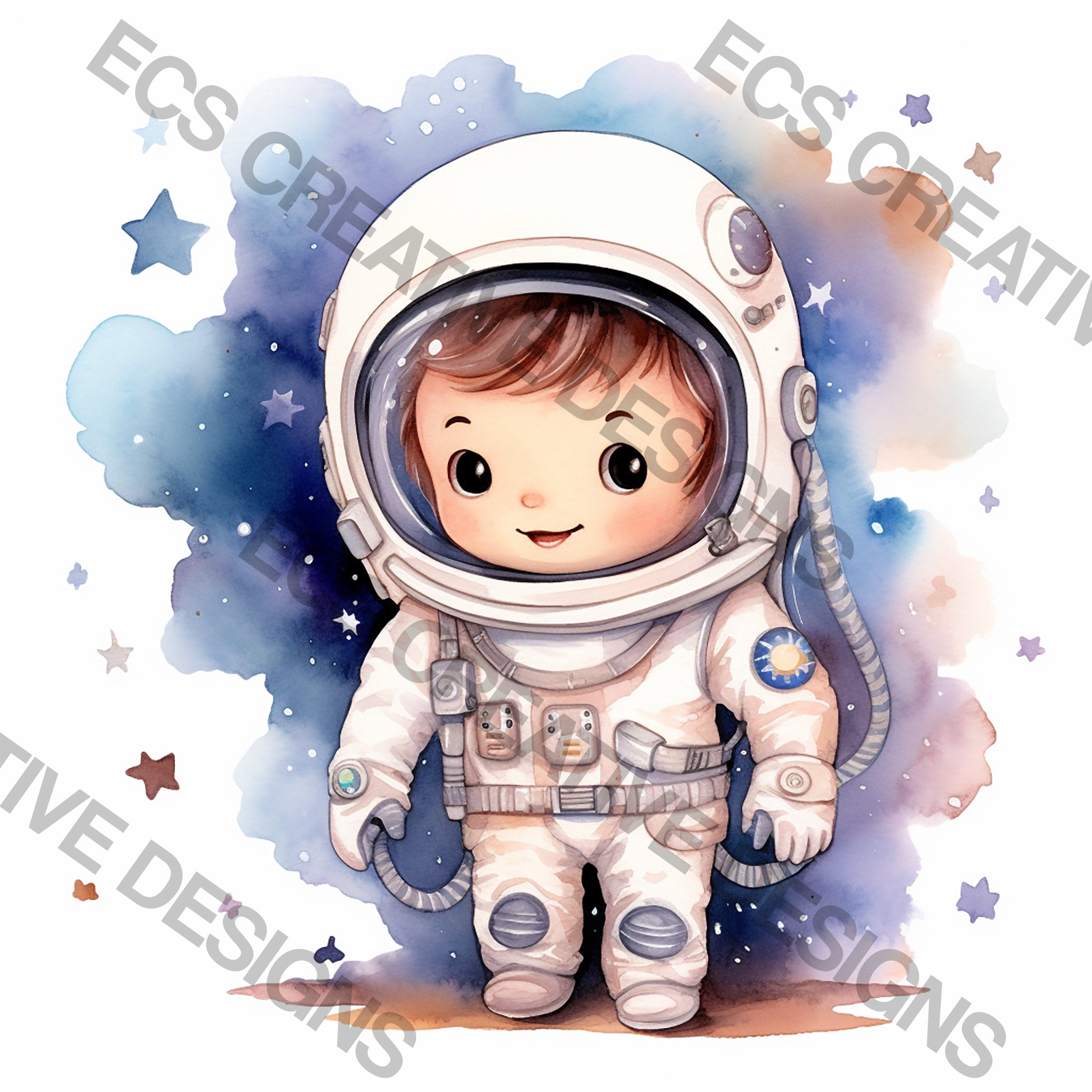 Cute Astronauts Watercolor Clipart Bundle, Instant Digital Download ...