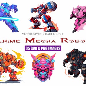 Anime Mecha Robot 35 SVG & PNG Clipart Bundle, Instant Digital Download ...