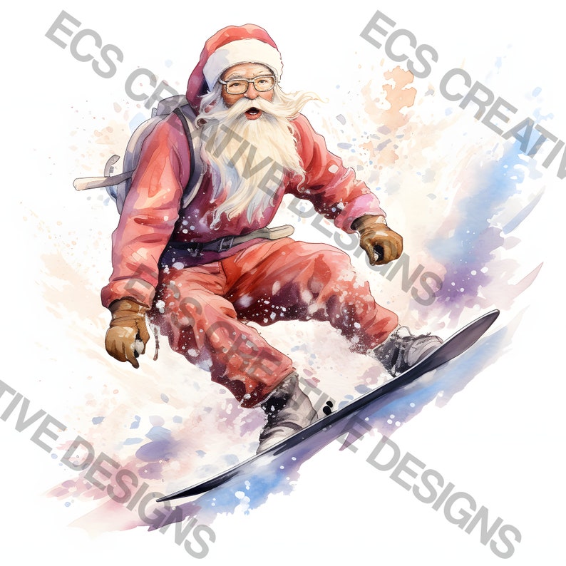 Santa Claus Vacation Clipart PNG Bundle, Digital Download for ...