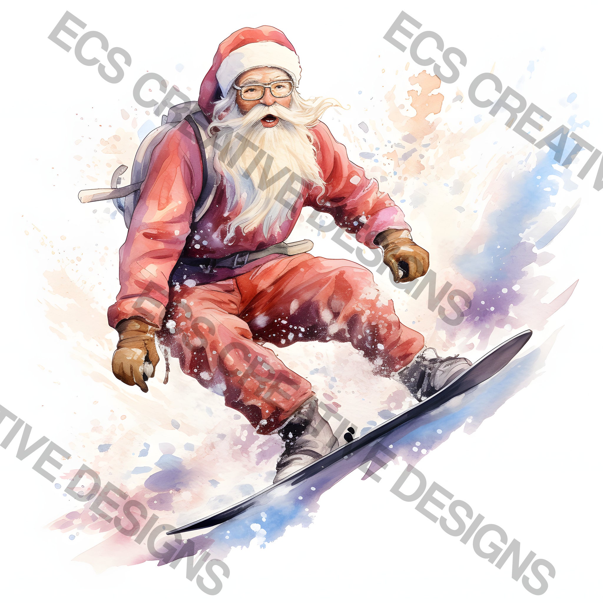 Santa Claus Vacation Clipart PNG Bundle, Digital Download for ...