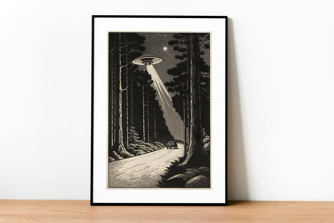 Ufo Digital Art Print,japanese Woodblock, Ukiyo-e,hokusai Style, UAP ...