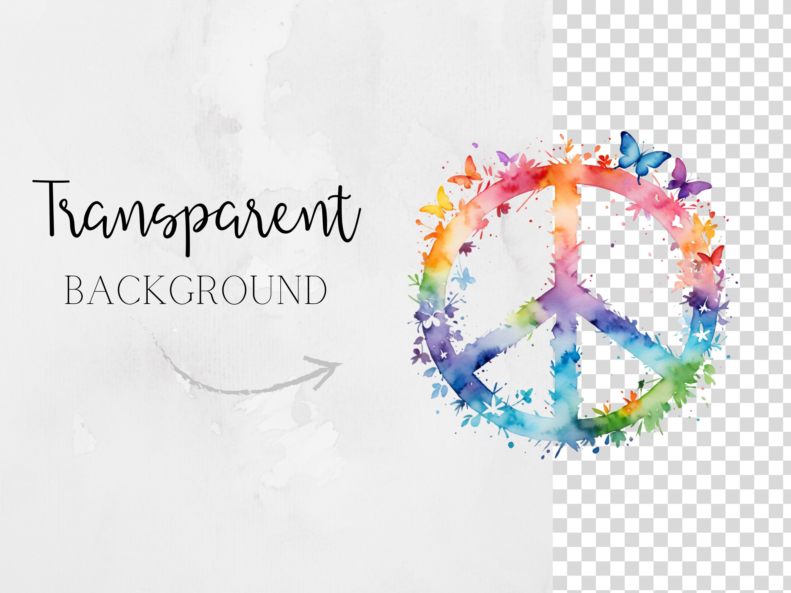 Watercolor Peace Sign 37 PNG Clipart Bundle, Instant Digital Download ...