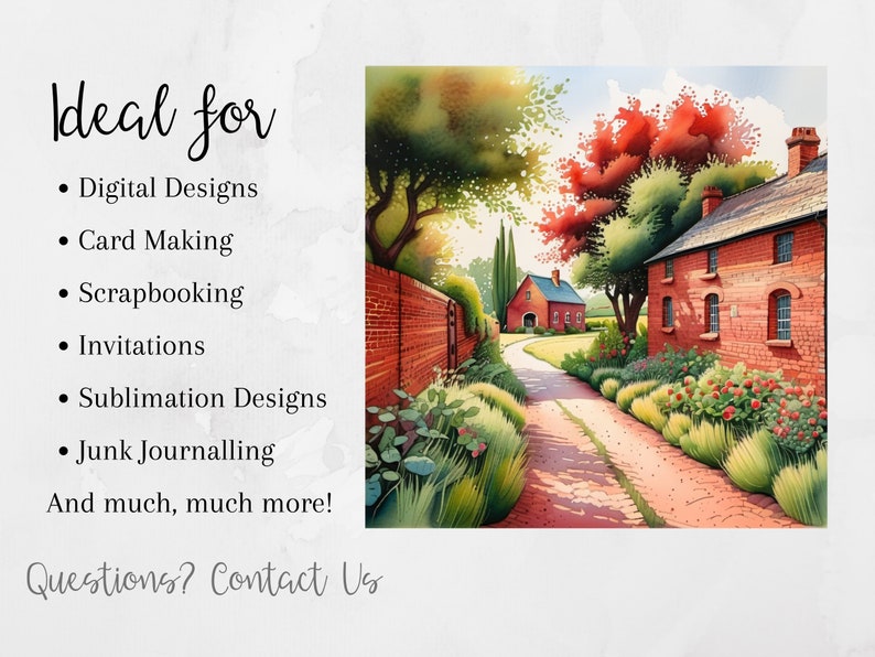 Country Lane Watercolor Clipart Bundle, 35 High Quality JPG, 300dpi ...