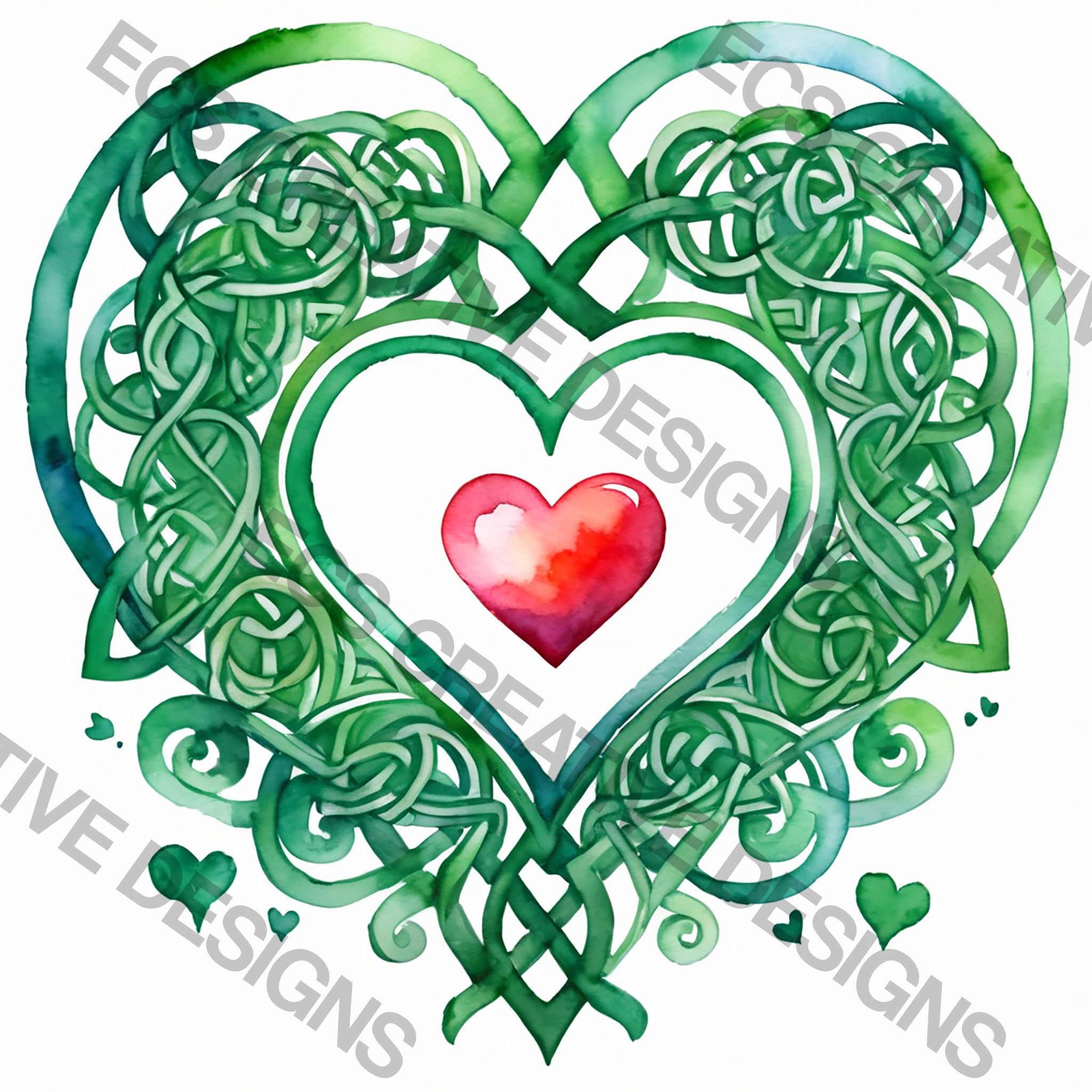 Irish Heart Watercolor Clipart Bundle, Instant Digital Download, 33 ...