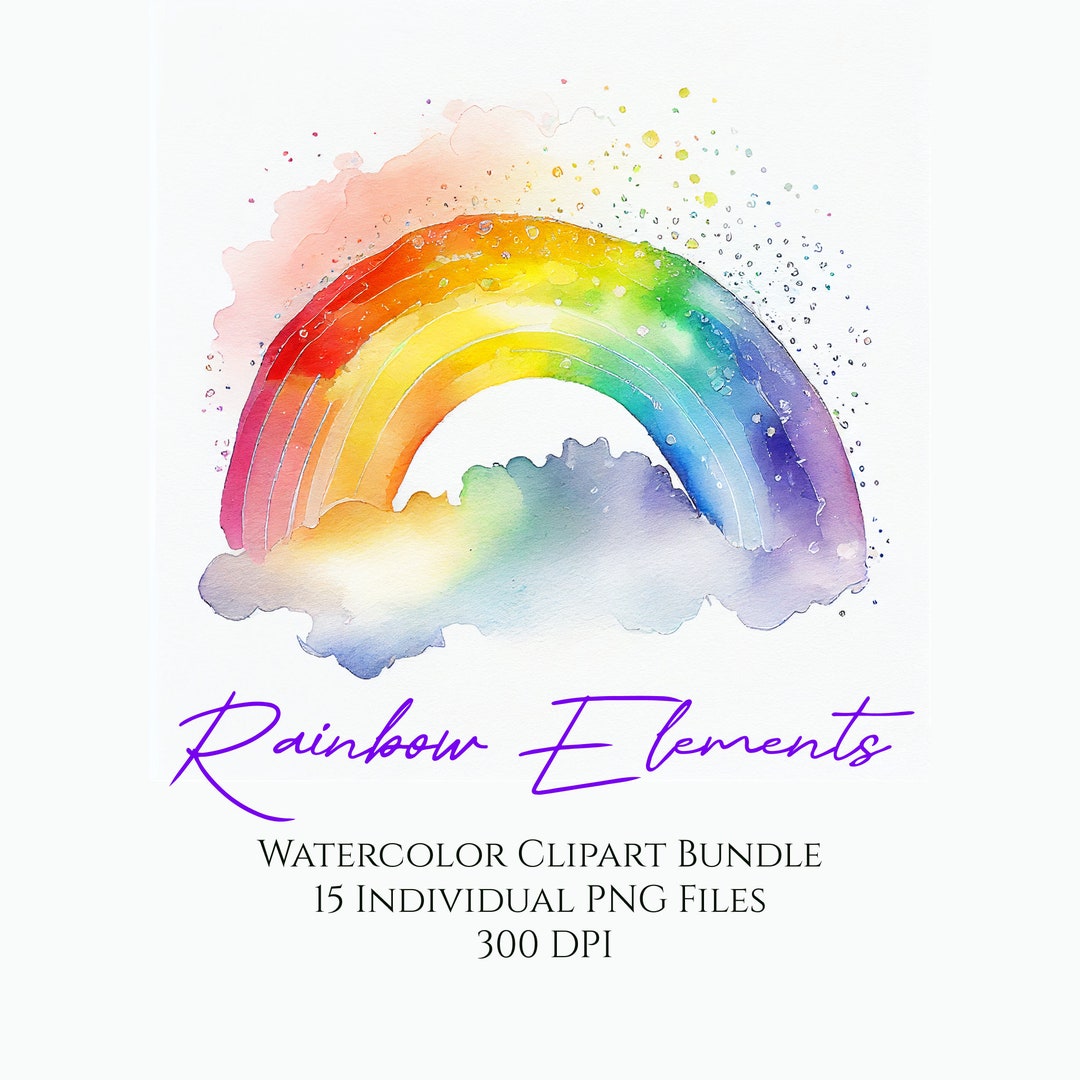Watercolor Rainbow Clipart Bundle, High Quality 300 DPI PNG Format ...