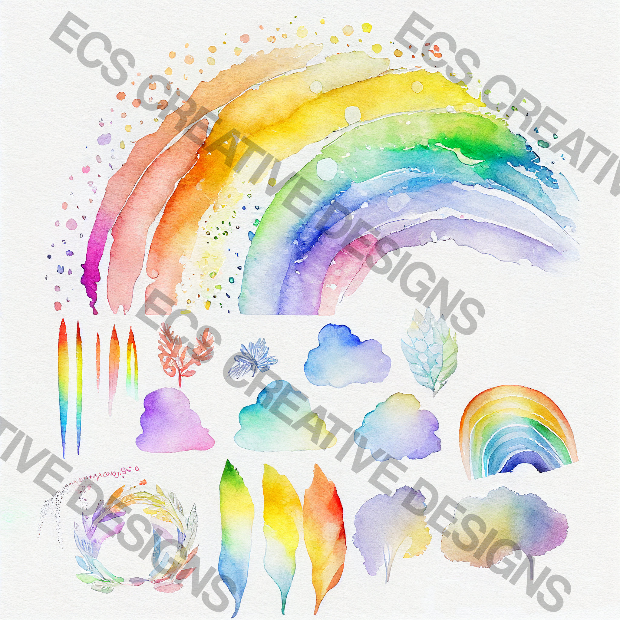 Watercolor Rainbow Clipart Bundle High Quality 300 DPI PNG - Etsy