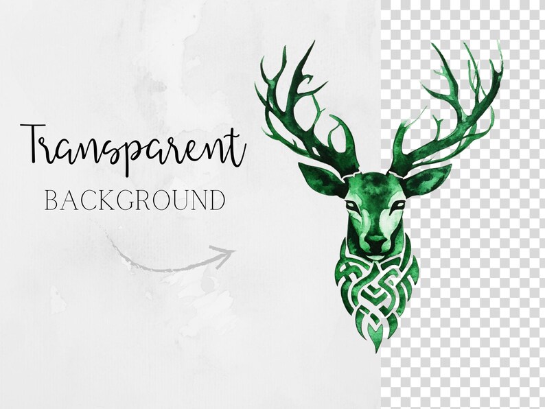 20 Celtic Stag Watercolor PNG Clipart Bundle, Celtic Inspired Deer ...